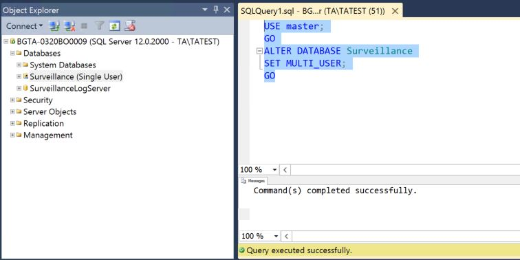 Error: "Database 'Surveillance' is already open and can only have one ...