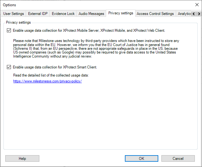 Collection of Usage Data in XProtect Smart Client
