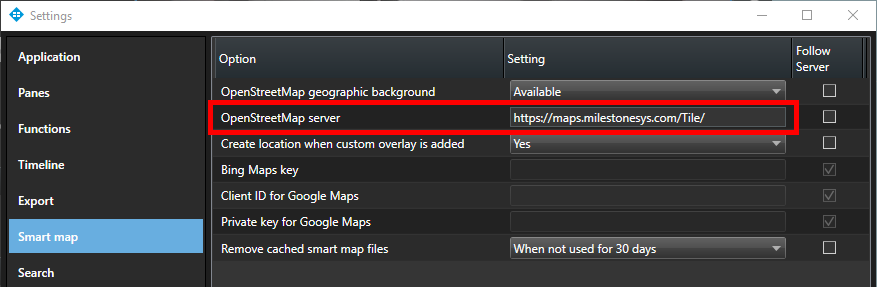 The OpenStreetMap (OSM) integration does not work in the Smart Client ...