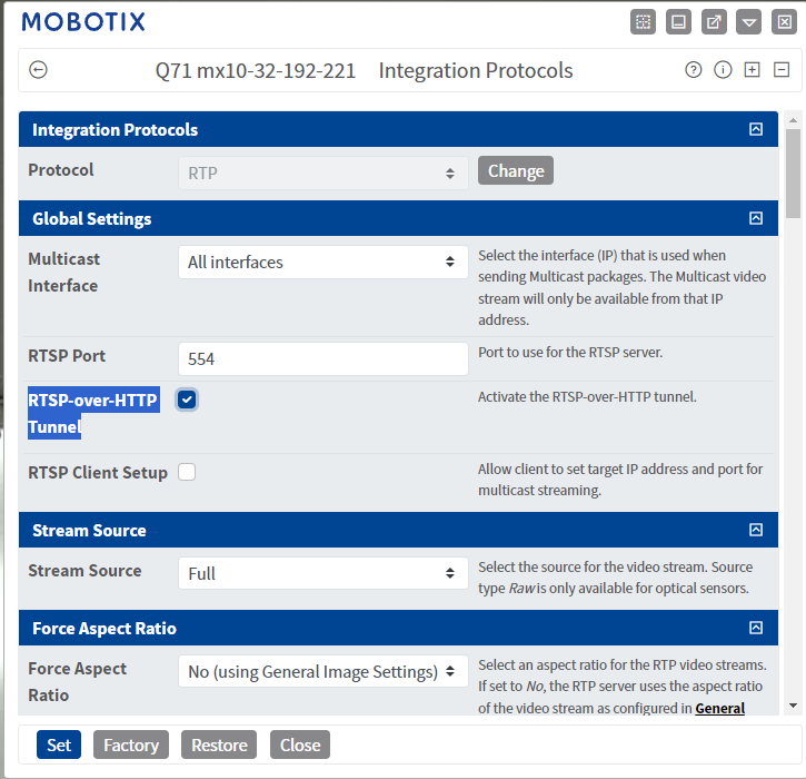 Mobotix Q71 — how to enable and use H.264 and H.265 codecs