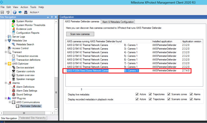 How to set up metadata from Axis Perimeter Defender