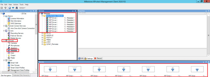 How to set up metadata from Axis Perimeter Defender