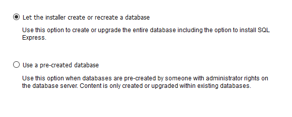 Upgrade failed with error "An error occurred: 'DbUpdateException: Externally managed databases ...
