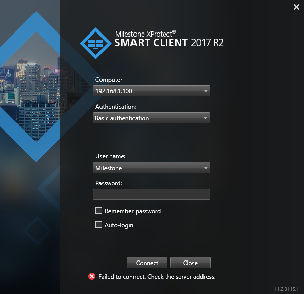XProtect Smart Client: unable to connect if outside of localhost